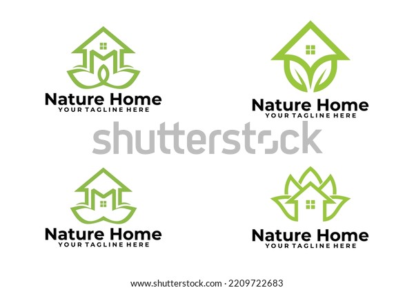 Set Nature Home Logo Vector Design Stock Vector (Royalty Free ...