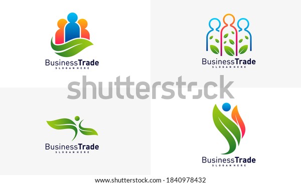 Set Nature People Logo Design Vector Stock Vector (Royalty Free ...