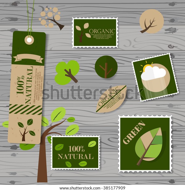 Set Nature Themed Labels Tags Vector Stock Vector (Royalty Free ...