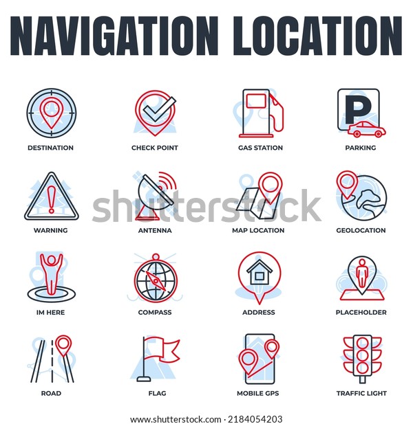 Set Navigation Location Icon Logo Vector Stock Vector (Royalty Free ...