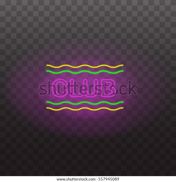 Set Neon Sign Light Night Transparent Stock Vector (Royalty Free ...