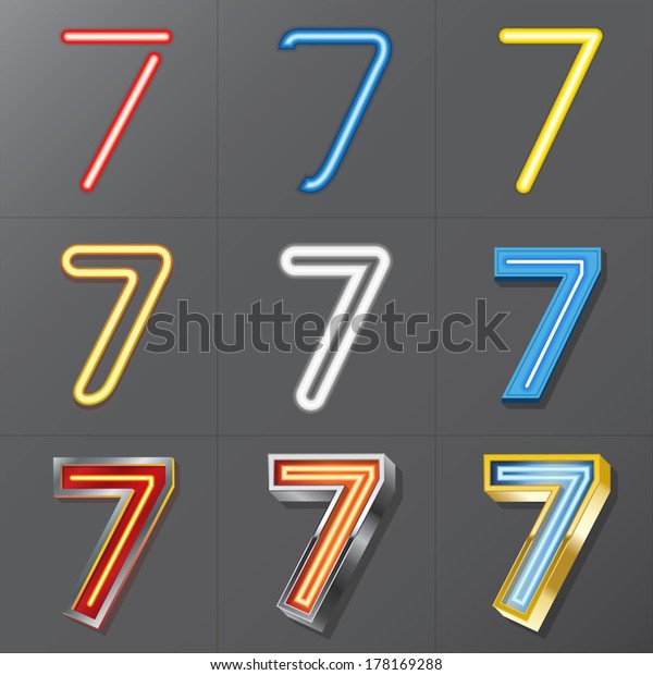 Set Neon Style Number 7 Eps Stock Vector (Royalty Free) 178169288 ...