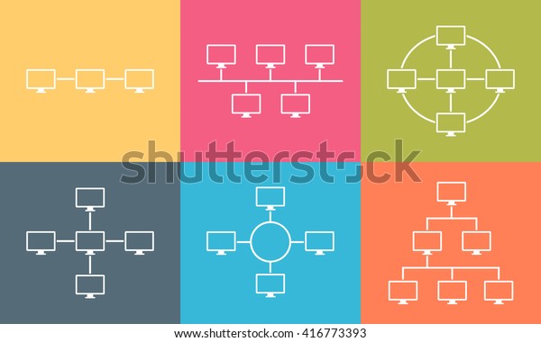 Set Network Topology Internet Connection Vector 스톡 벡터(로열티 프리) 416773393