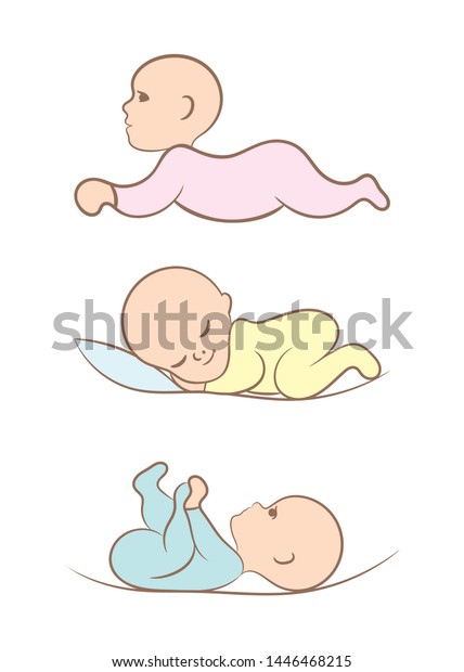 Set Newborn Babies Different Positions Vector Stock Vector (Royalty ...