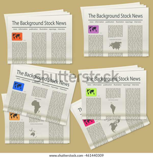 Set Newspaper World Map Realistic Image Stock Vector (Royalty Free ...