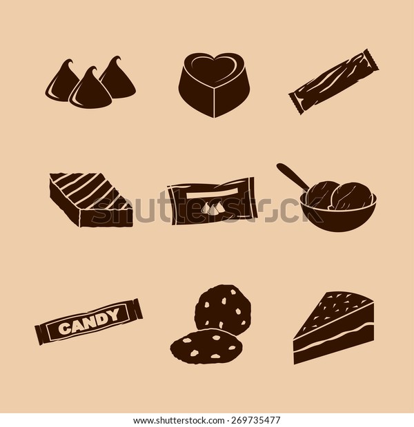 ensemble de symboles chocolatés : image vectorielle de stock (libre de ...