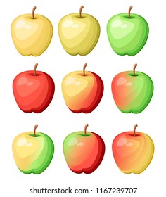 Set Nine Different Color Apples Fresh Stock Vector (Royalty Free ...