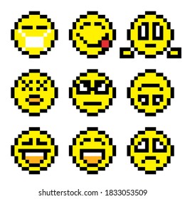 Set Vector Pixel Smileys Stock Vector (Royalty Free) 638798176