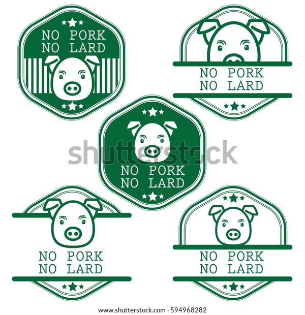 Set No Pork No Lard Sticker Stock Vector (Royalty Free) 594968282 ...