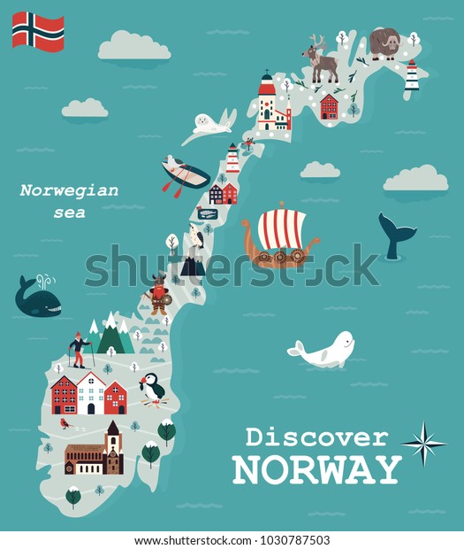 Set Norway Landmarks Vector Illustration Stock Vector (Royalty Free ...