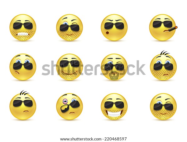 Set Nspiration Funny Bearded Emoticons Stock Vector (Royalty Free ...