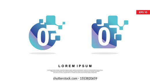 Set Number 0 Technology Logo Modern Stock Vector (Royalty Free ...