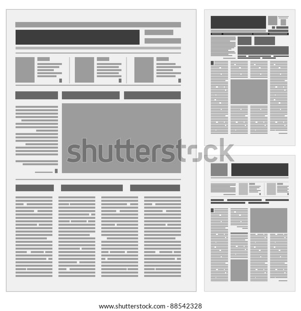 Set Number One Newspaper Illustration On Stock Vector (Royalty Free ...
