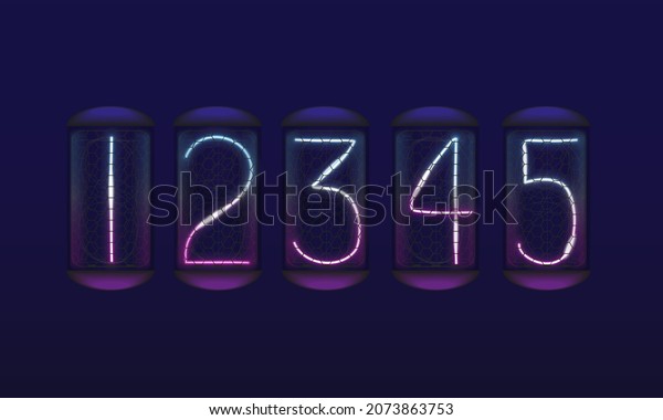Set Numbers Nixie Tube Indicator Neon Stock Vector (Royalty Free ...