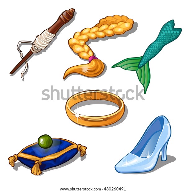 A set of objects from old fairy tales. Vector illustration.