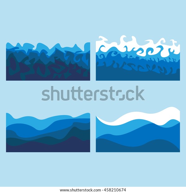 「Set Ocean Waves Billows Sea」のベクター画像素材（ロイヤリティフリー） 458210674 | Shutterstock