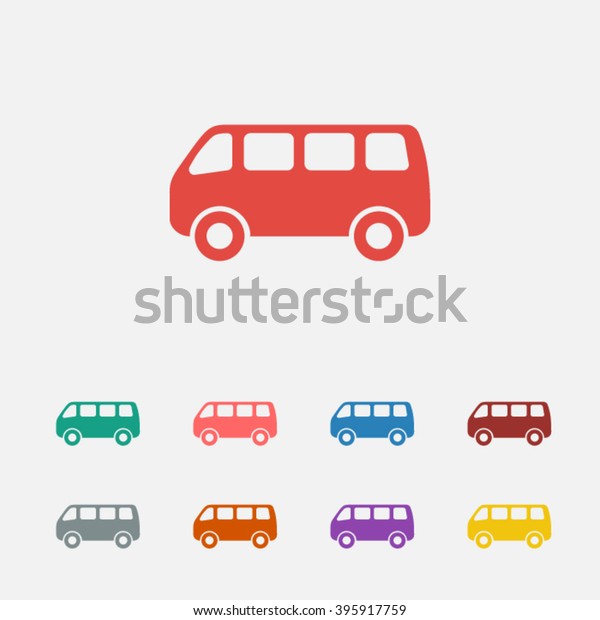 Set Red Bus Vector Icon Stock Vector (Royalty Free) 395917759