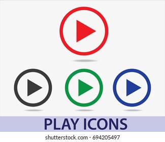 Set Red Play Vector Icon Stock Vector (Royalty Free) 694205497 ...