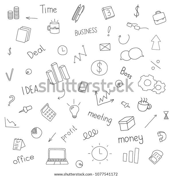 Set Office Business Hand Draw Symbol Stock Vector (Royalty Free ...