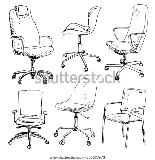 Set Office Chairs Isolated On White Stock Vector (Royalty Free) 588037673
