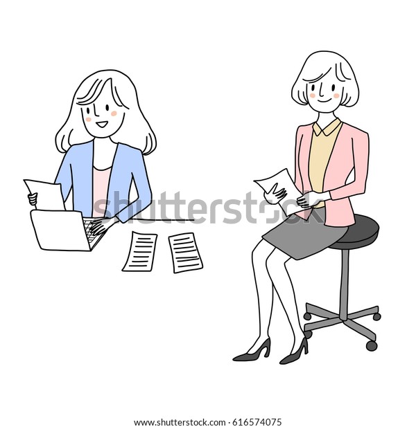 Set Office Lady Workplace Such Cute Stock Vector (Royalty Free) 616574075