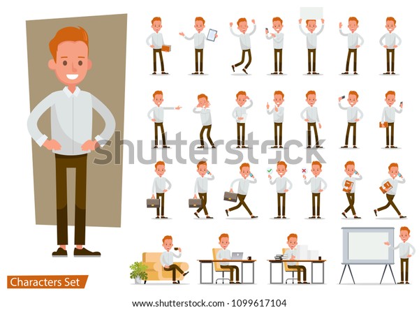 Set Office Man Worker Character Vector Stock Vector (Royalty Free ...