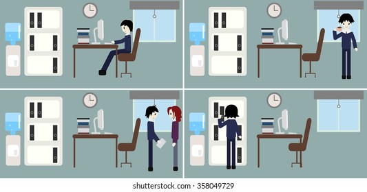 Set Office Work Situations Stock Vector (Royalty Free) 358049729 ...