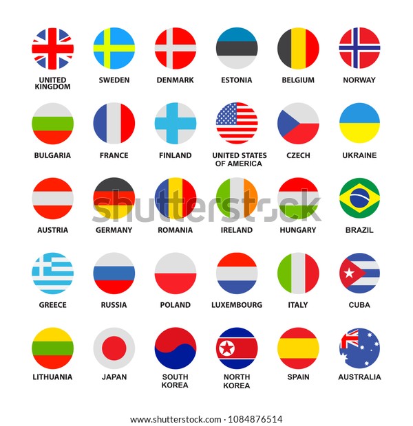 Set Official World Flags Isolated On Stock Vector (Royalty Free ...