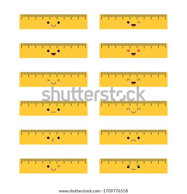 Set Og Cartoon Cute School Ruler Stock Vector (Royalty Free) 1709776558 ...