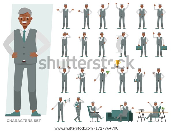 Set Old Businessman Character Vector Design: стоковая векторная графика ...