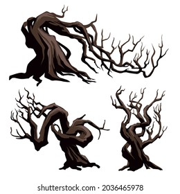 Set Old Dry Dark Trees Stock Vector (Royalty Free) 2036465978 ...