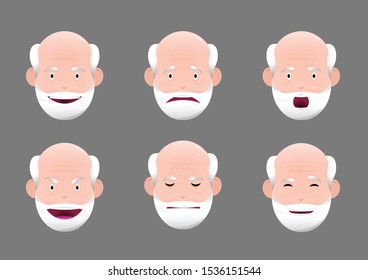 Set Old Man Emotions Vector Illustration Stock Vector (Royalty Free ...