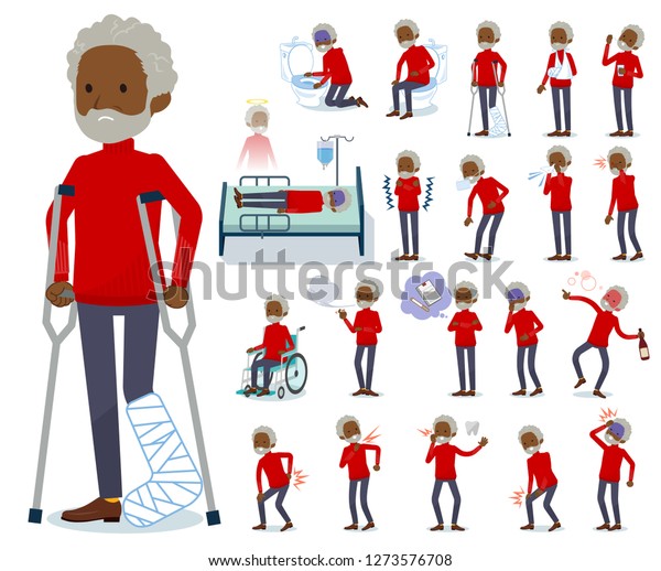 Set Old Man Injury Illnessthere Actions Stock Vector (Royalty Free ...