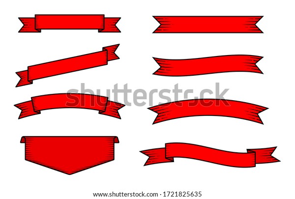 Set Old Vintage Red Ribbon Banners Stock Vector (Royalty Free ...