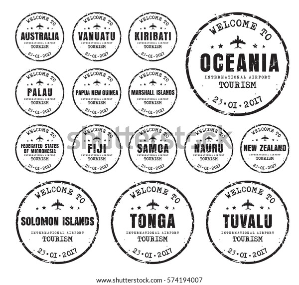 Set Old Worn Stamps Passport Name Stock Vector (Royalty Free) 574194007 ...
