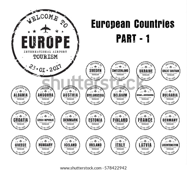 Set Old Worn Stamps Passport Name Stock Vector (Royalty Free) 578422942 ...
