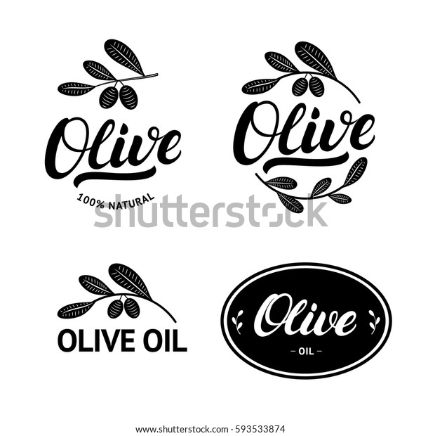 Set Olive Oil Hand Written Lettering Stock Vector (Royalty Free ...