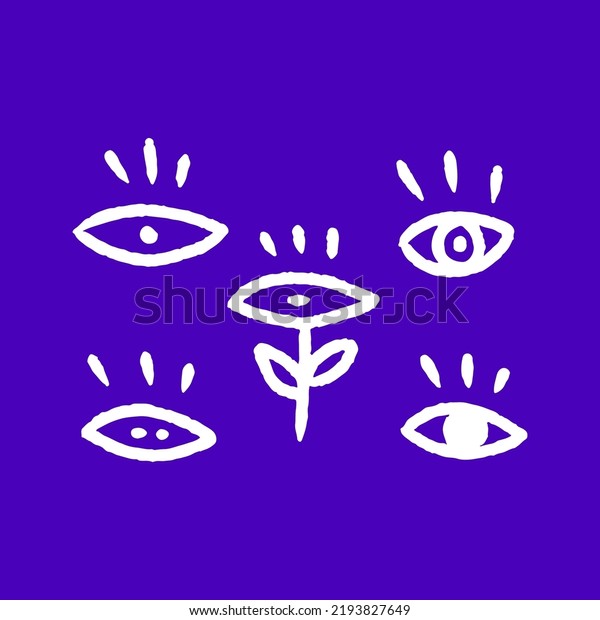 Set One Eye Symbol Cartoon Illustration Stock Vector (Royalty Free ...