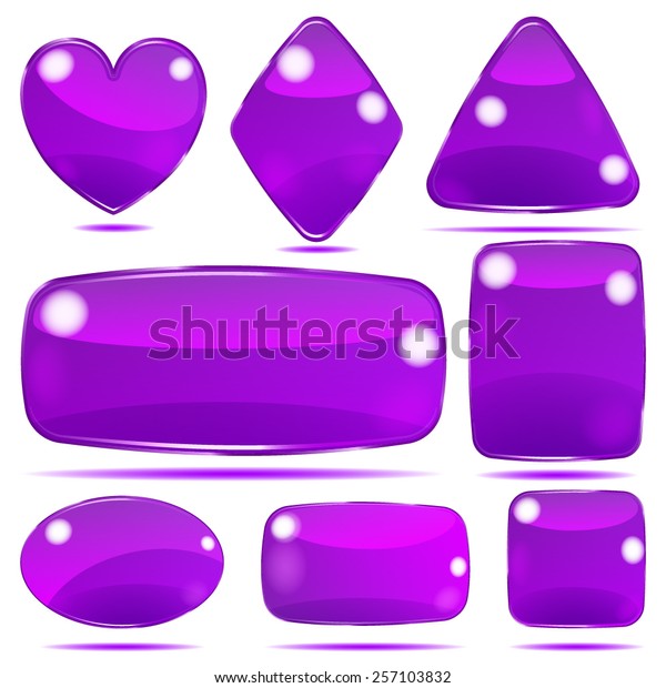 Set Opaque Glass Shapes Violet Colors Stock Vector (Royalty Free ...