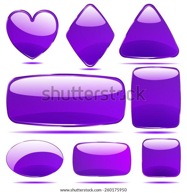Set Opaque Glass Shapes Violet Colors Stock Vector (Royalty Free ...
