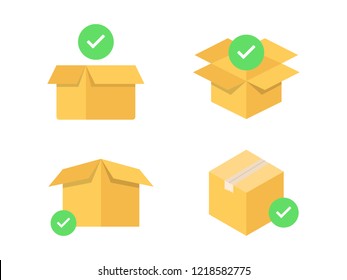 Set Open Box Green Check Mark Stock Vector (Royalty Free) 1218582775 ...