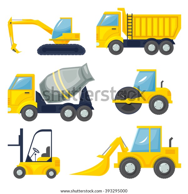 Set Operating Machinery Heavy Vehicles Vector Stock Vector (Royalty ...