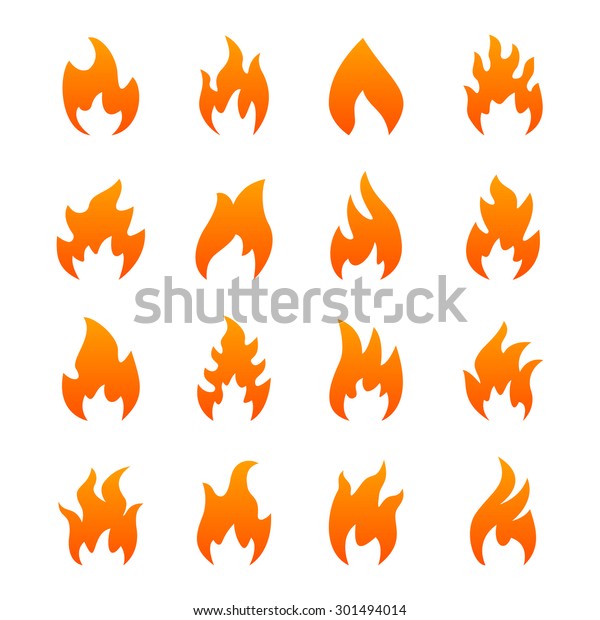 Set Orange Fire Icons Isolated On Stock Vector (Royalty Free) 301494014 ...