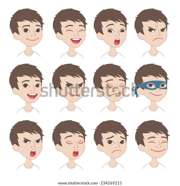 Set Original Cartoon Character Different Facial Stock Vector (Royalty ...
