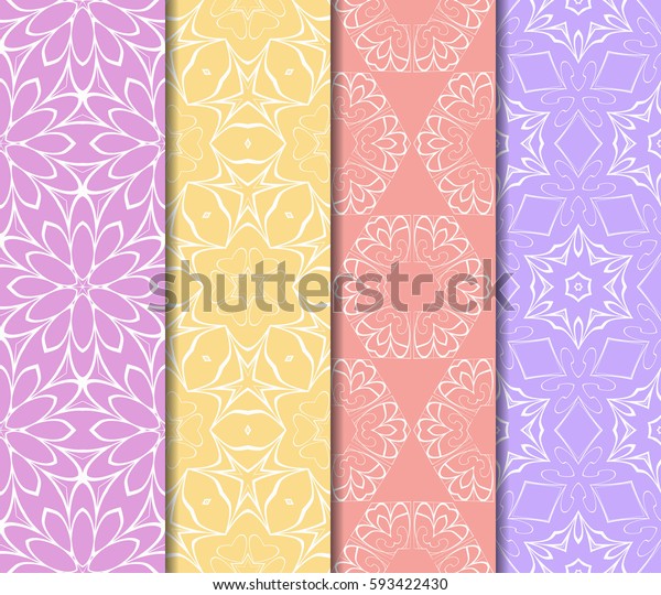 Set Ornamental Flower Design Modern Seamless Stock Vector (Royalty Free ...