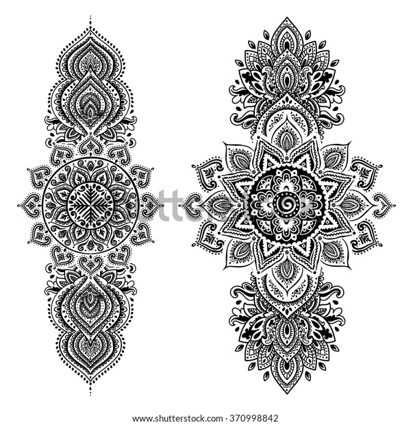 Set Ornamental Indian Elements Symbols Stock Vector (Royalty Free ...