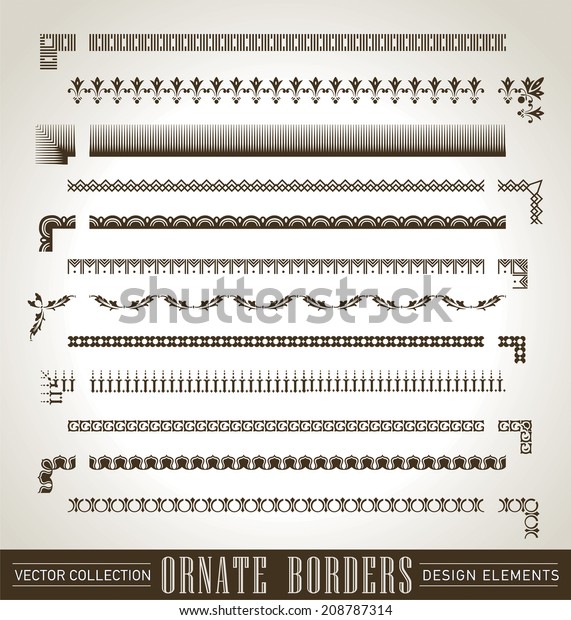 Set Ornate Borders Decorative Corner Elements Stock Vector (Royalty ...
