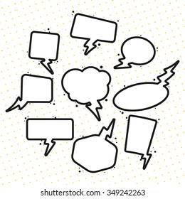 Set Outline Cartoon Speech Bubbles Template Stock Vector (Royalty Free ...
