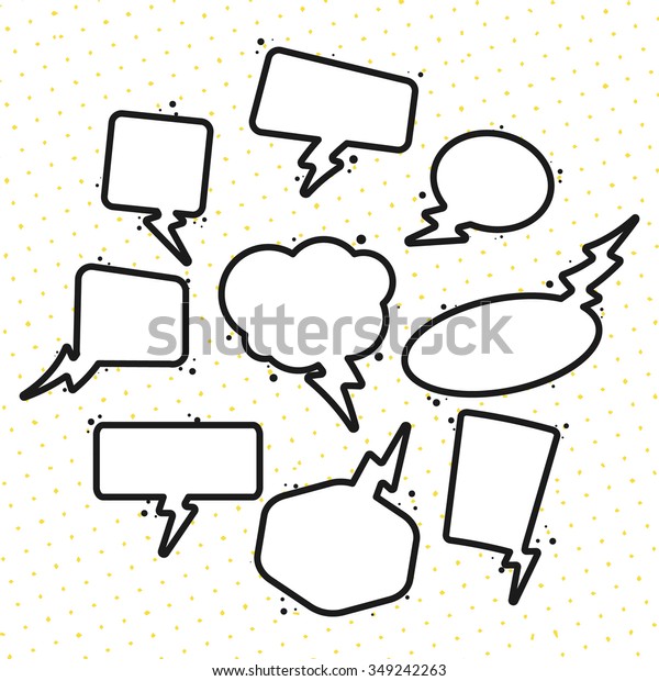 Set Outline Cartoon Speech Bubbles Template Stock Vector (Royalty Free ...