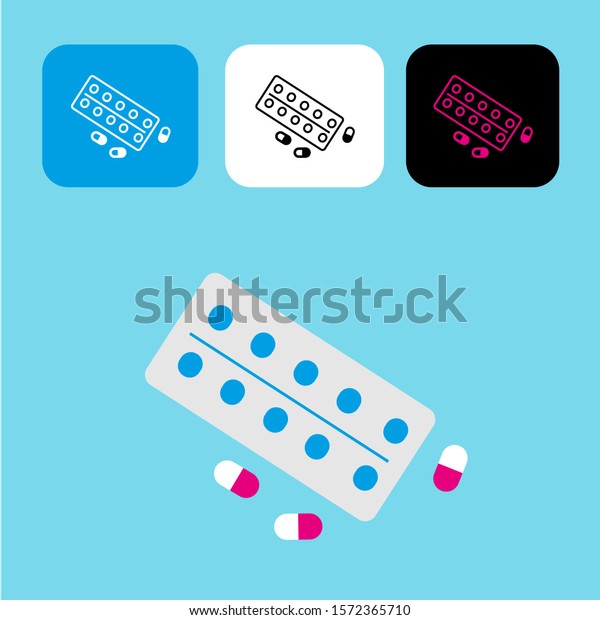 Set Outline Colored Pill Icons Pharmaceutical Stock Vector (Royalty ...